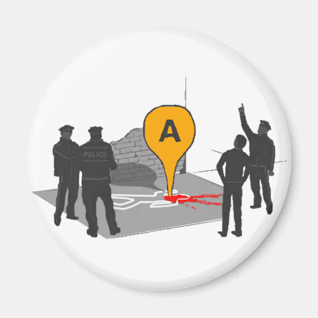 Crime Scene Map with Police and Body Outline Magnet | Zazzle