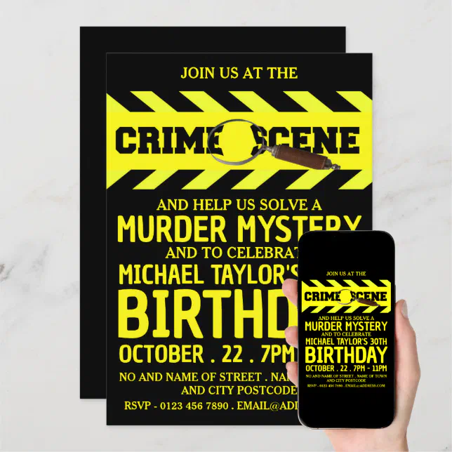 Crime Scene, Murder Mystery Birthday Party Invitation | Zazzle