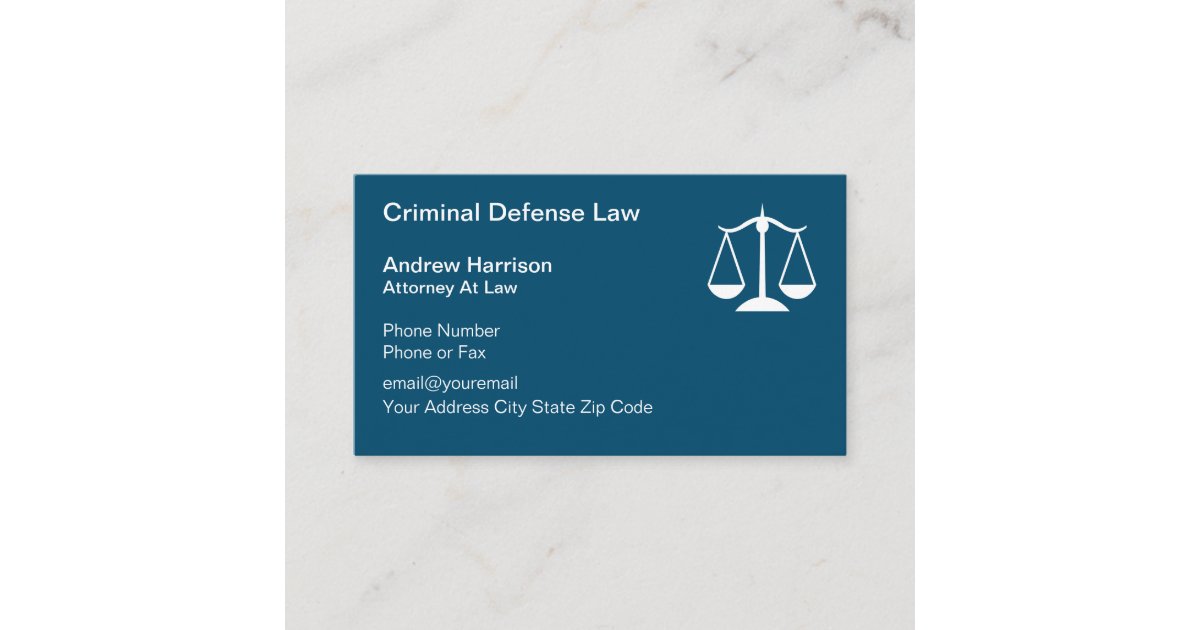 Criminal Defense Attorney Business Card | Zazzle
