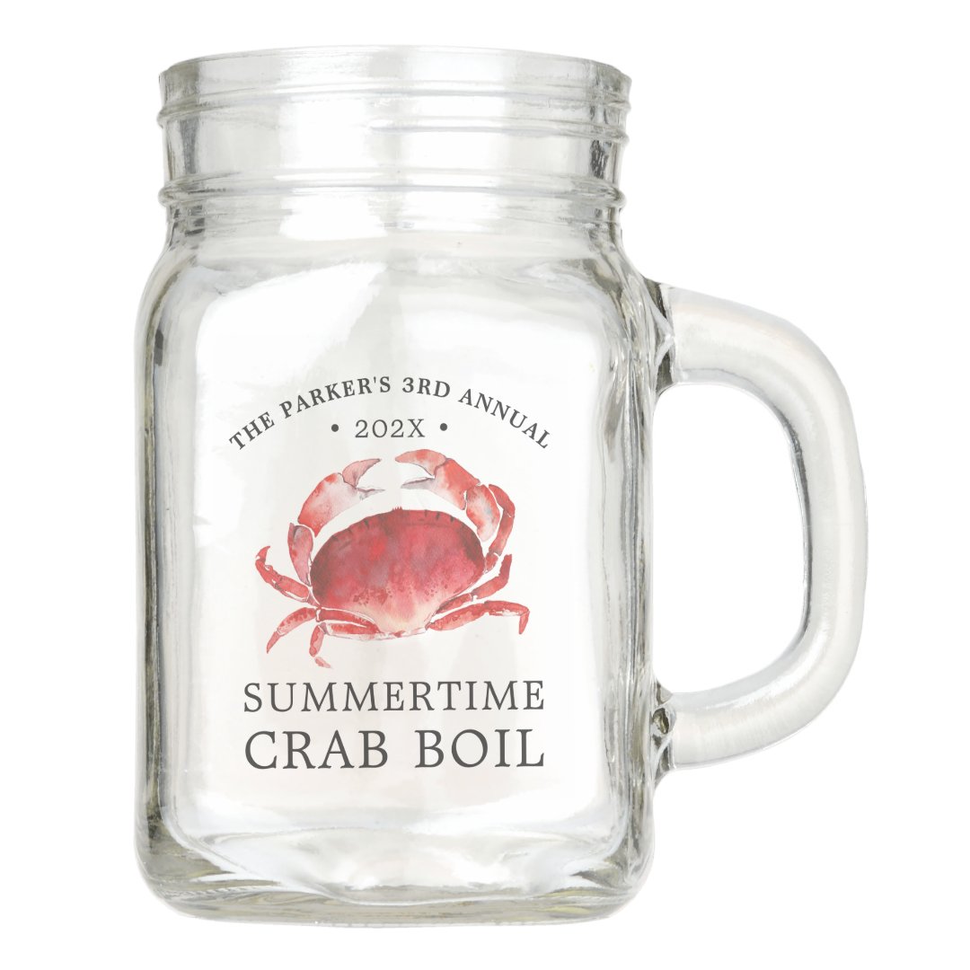 Crimson Crab | Crab Boil Event Mason Jar | Zazzle