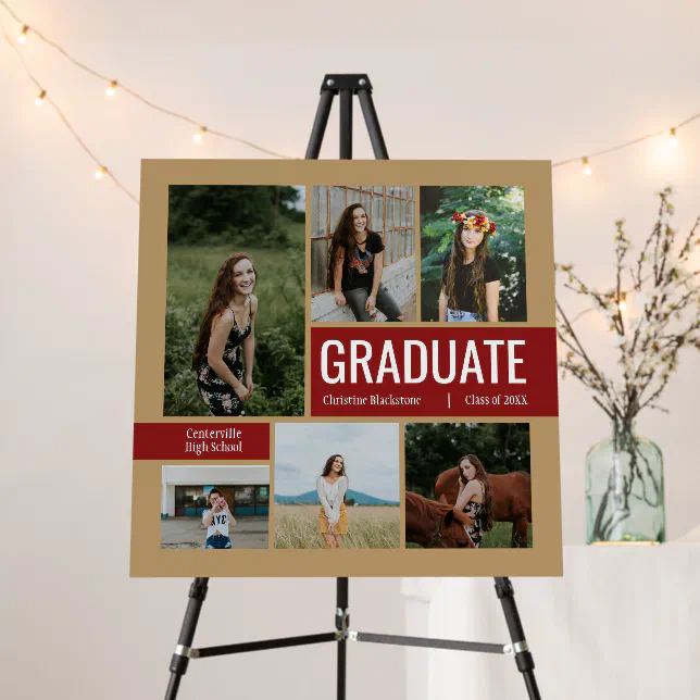 Crimson & Gold 6 Photo Graduation Foam Board | Zazzle
