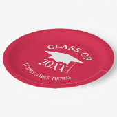 Crimson Grad Cap and Leaves Paper Plates 9" | Zazzle