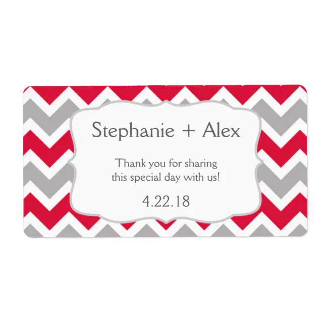 Crimson Gray Chevron Water Bottle - customize it! Label | Zazzle