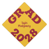Crimson on Yellow Gold Bold Graduation Graduation Cap Topper | Zazzle