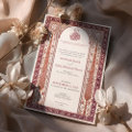 Crimson Plum Iznik Tile Inspired Islamic Wedding Invitation | Zazzle