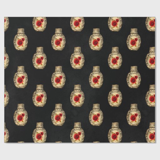 Crimson Red and Black Red Witch Wrapping Paper | Zazzle