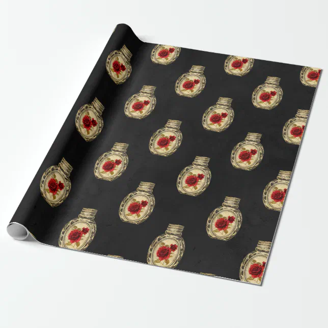 Crimson Red and Black Red Witch Wrapping Paper | Zazzle