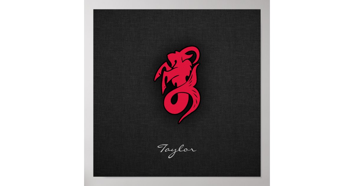 Crimson Red Capricorn Poster | Zazzle