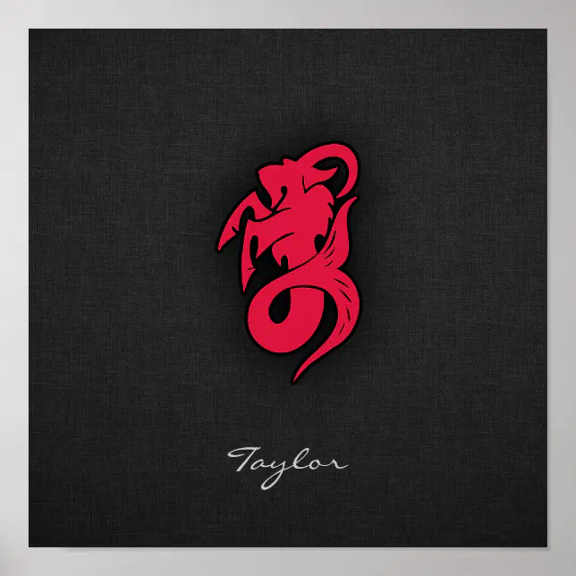 Crimson Red Capricorn Poster | Zazzle
