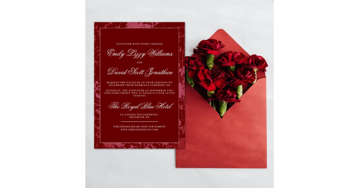 Crimson Red Classic Calligraphy Script Elegant Invitation | Zazzle