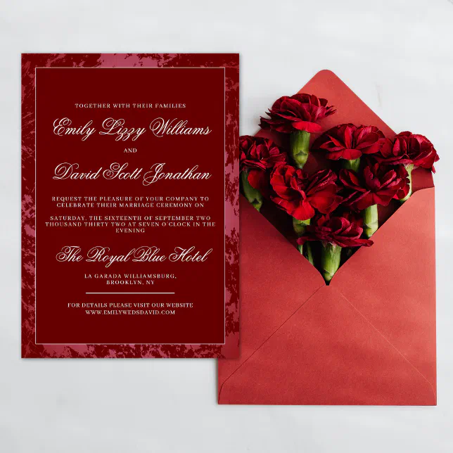 Crimson Red Classic Calligraphy Script Elegant Invitation | Zazzle