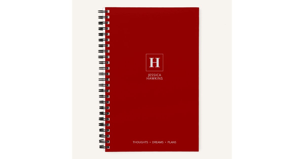Crimson Red Classic Monogram Notebook | Zazzle