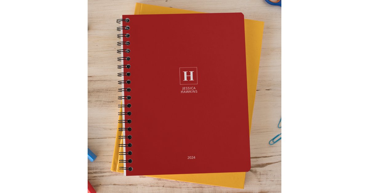 Crimson Red Classic Monogram Personal Weekly Planner | Zazzle