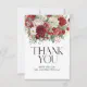 Crimson Red Floral Dahlia Wedding Simple Photo Thank You Card | Zazzle