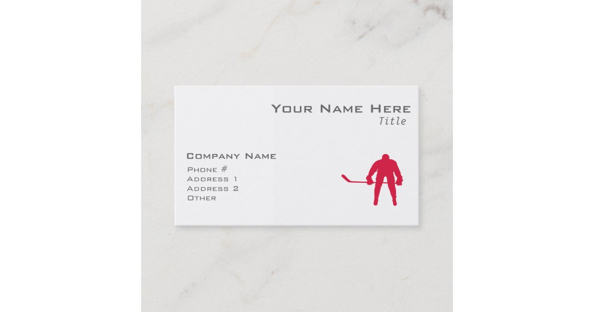 Crimson Red Hockey Business Card | Zazzle