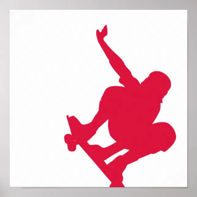 Crimson Red Skateboard Poster | Zazzle