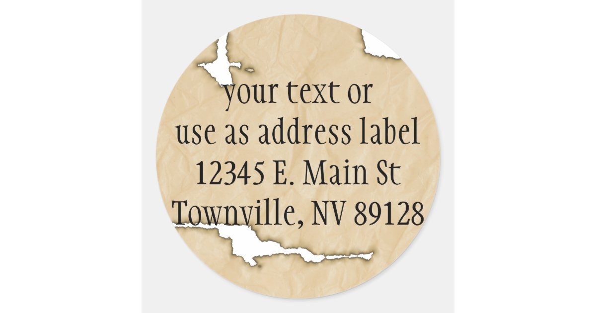 Crinkle Paper w/Burns Background Classic Round Sticker | Zazzle