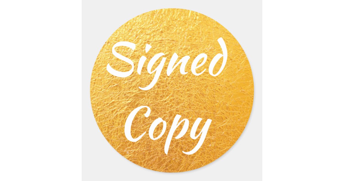 Crinkled Gold Foil Photo Signed Copy Classic Round Sticker | Zazzle