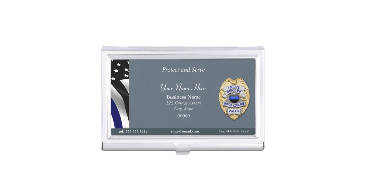 Crisp and Clean Thin Blue Line Badge Business Card Case | Zazzle