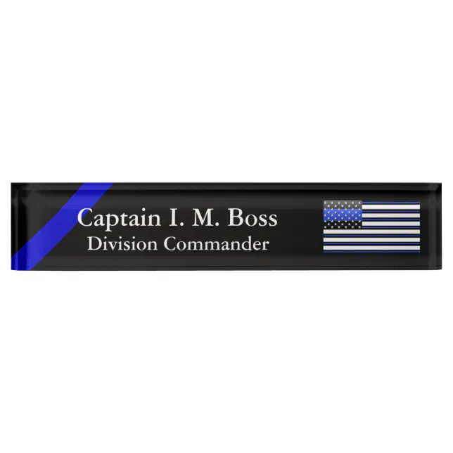 Crisp Clean Thin Blue Line Flag Name Plate | Zazzle