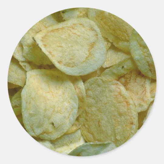 Crispy potato chips classic round sticker | Zazzle.com