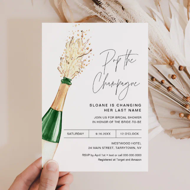 CRISTAL Pop The Champagne Bridal Shower Invitation | Zazzle