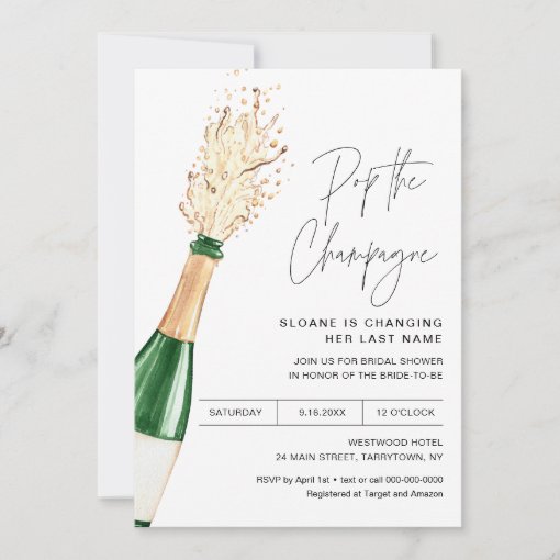 CRISTAL Pop The Champagne Bridal Shower Invitation | Zazzle