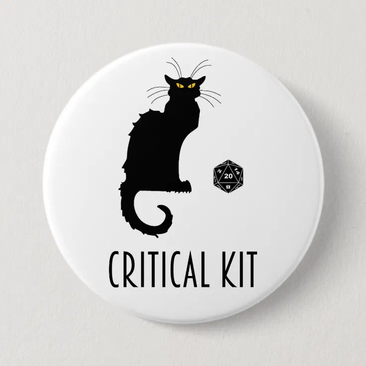 Critical Kit Funny Cat D20 RPG Tabletop Gaming Button | Zazzle