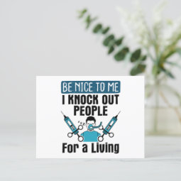 CRNA Knock Out People Nurse Anesthetist Postcard | Zazzle