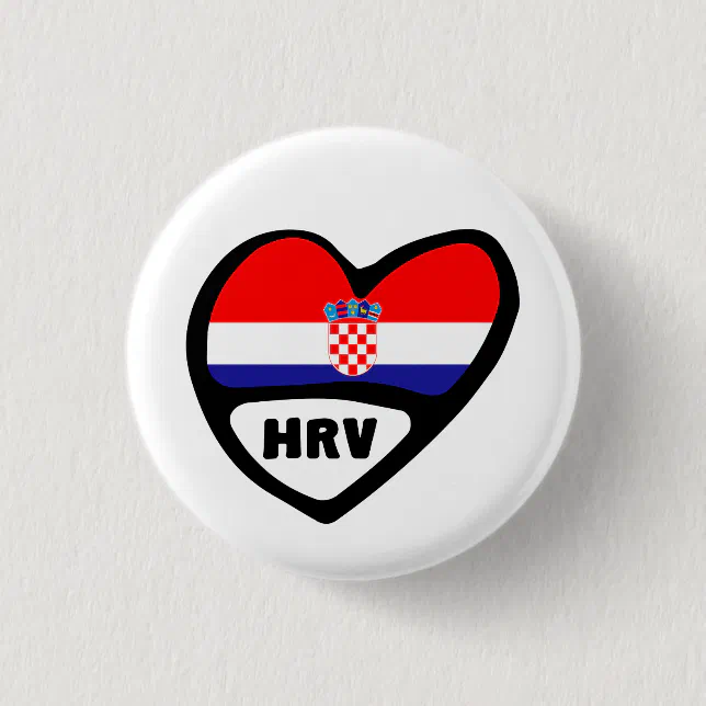 Croatia Country Code Flag Heart Pin Badge, HRV | Zazzle