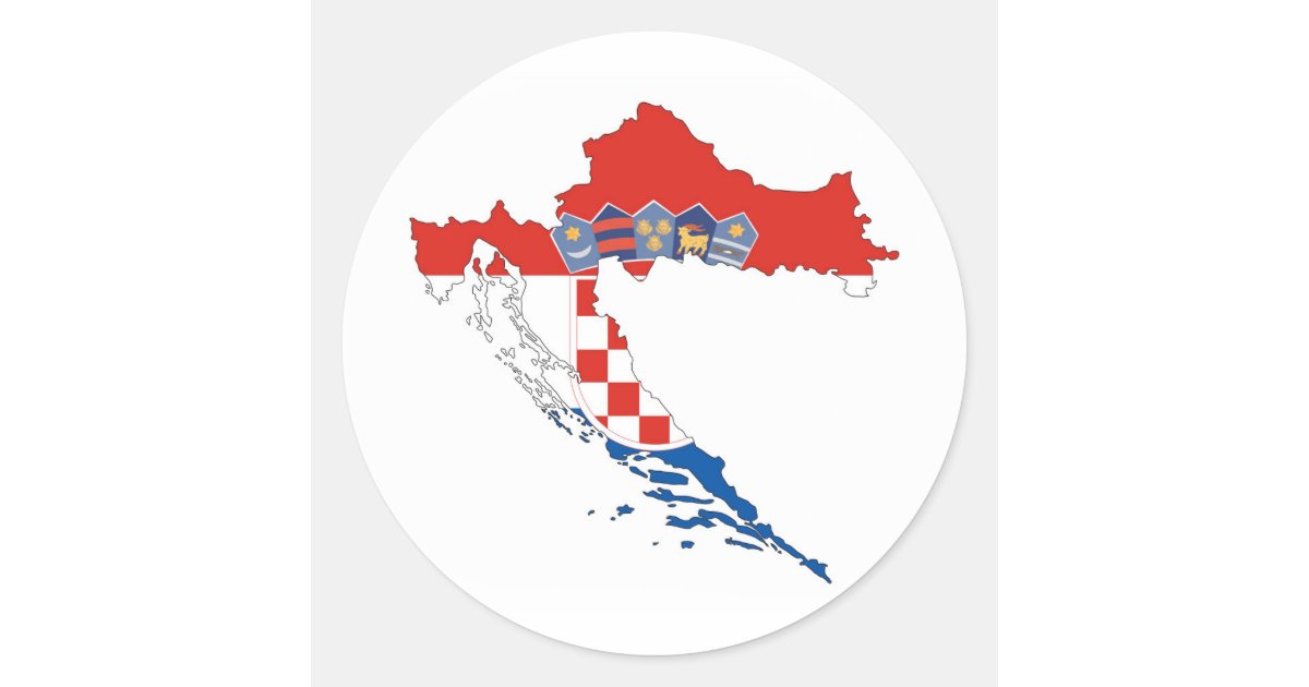 croatia country flag map shape silhouette classic round sticker | Zazzle