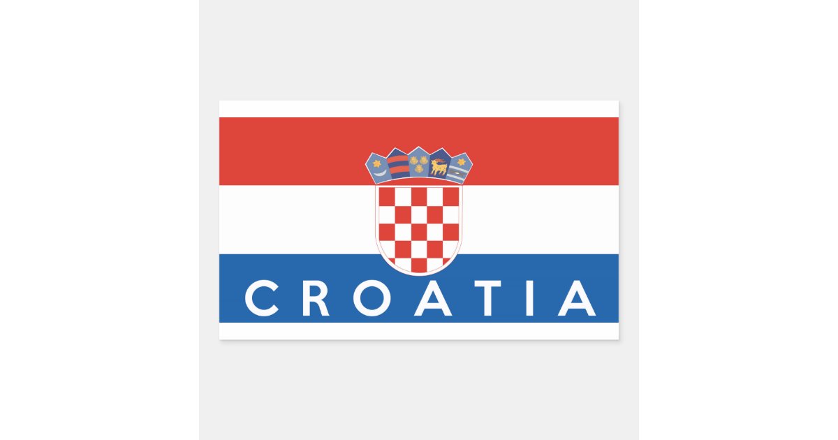 croatia country flag symbol name text rectangular sticker | Zazzle