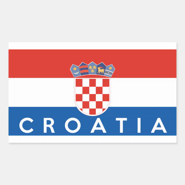croatia country flag symbol name text rectangular sticker | Zazzle