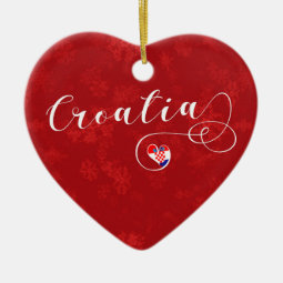 Croatia Heart, Christmas Tree Ornament, Croatian Ceramic Ornament | Zazzle
