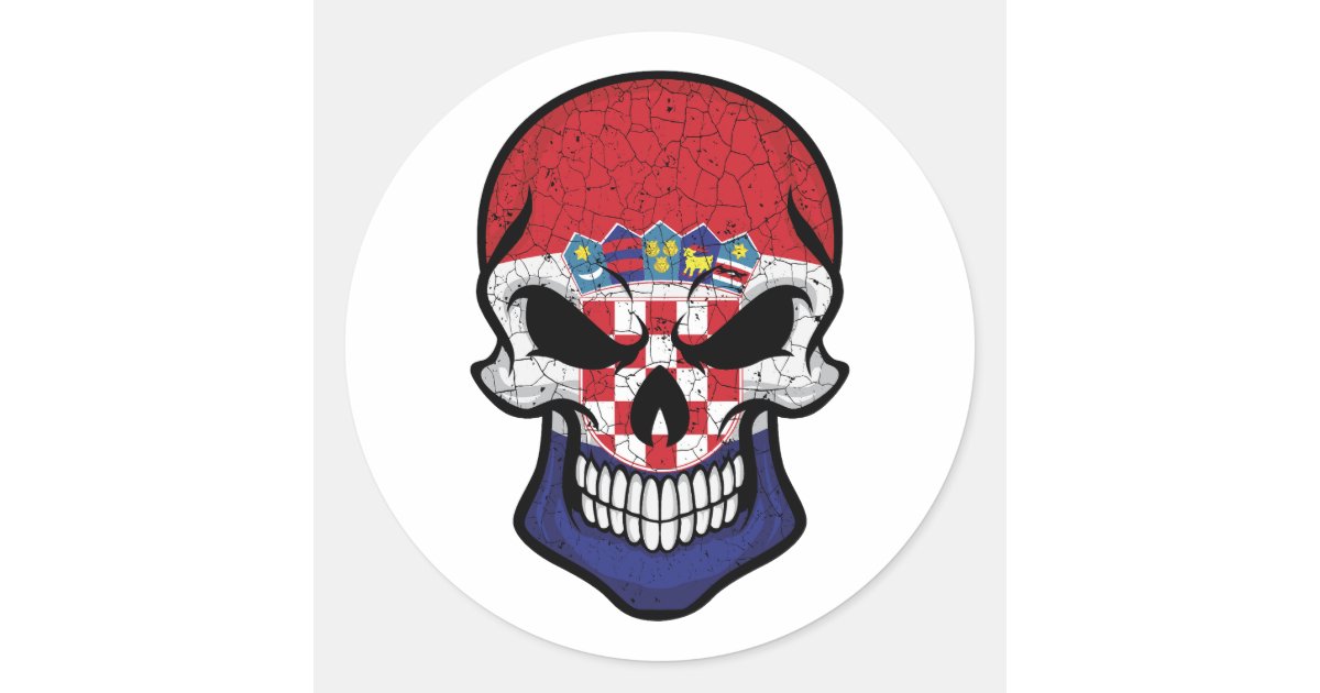 Croatia Smiling Skull Flag Classic Round Sticker | Zazzle
