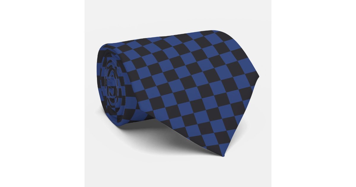 Croatian Blue and Black Checkerboard Pattern Neck Tie | Zazzle