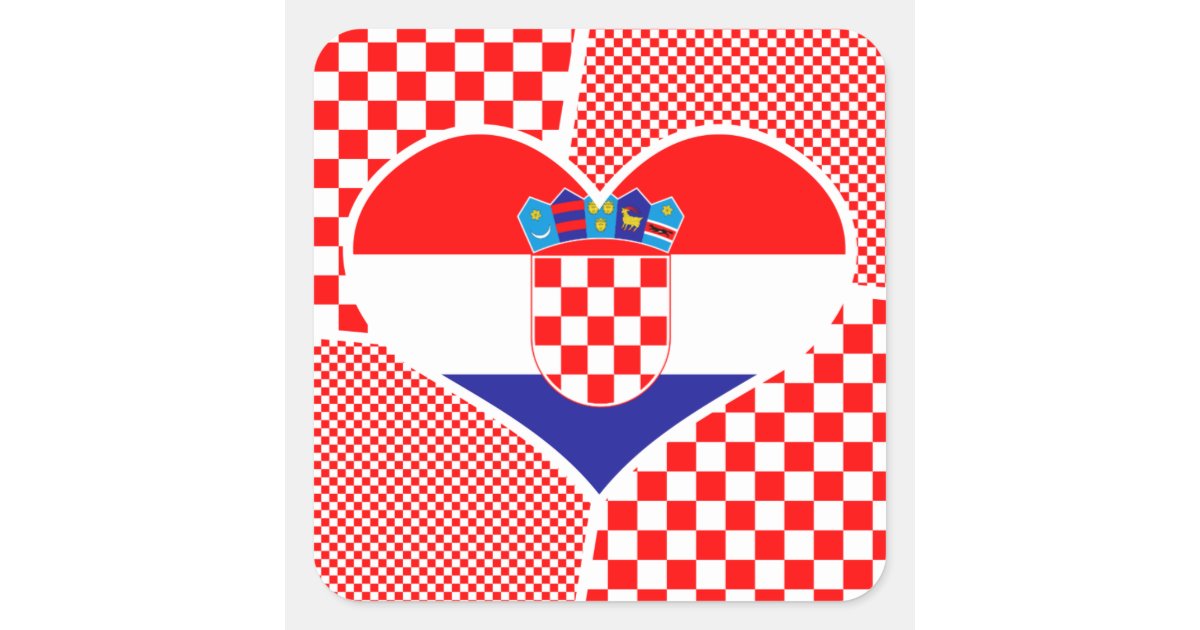 Croatian Flag in Heart Square Sticker | Zazzle