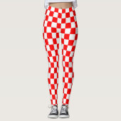 Croatian Red and White Checkered Pattern Leggings | Zazzle