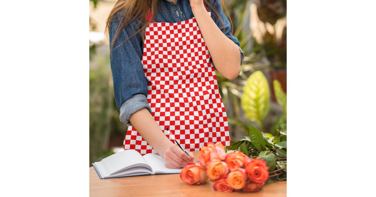Croatian Red White Checkerboard Pattern Apron | Zazzle