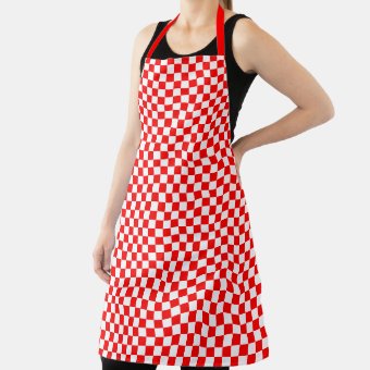 Croatian Red White Checkerboard Pattern Apron | Zazzle
