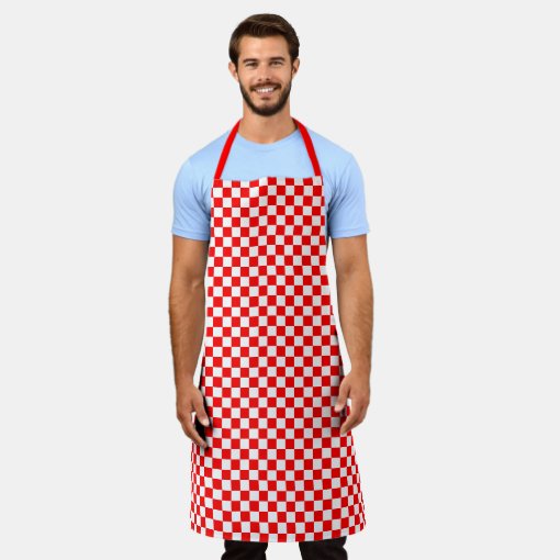 Croatian Red White Checkerboard Pattern Apron | Zazzle