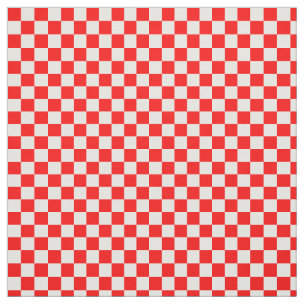 Red White Croatian Checkerboard Pattern Fabric | Zazzle