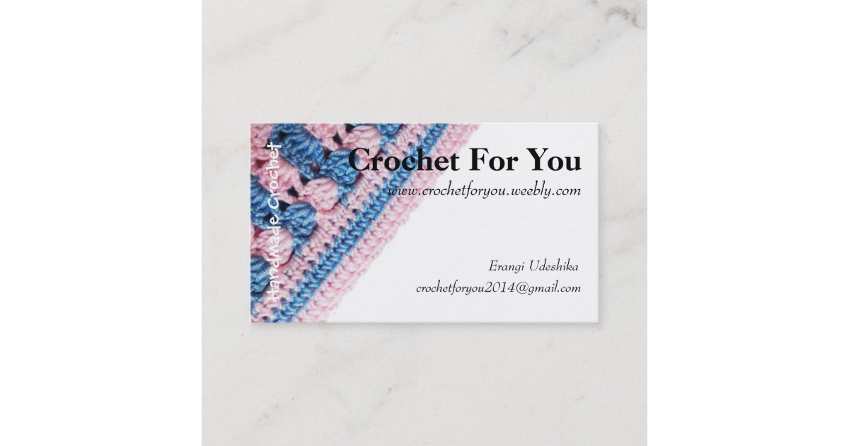 Crochet business card with Real crochet texture | Zazzle