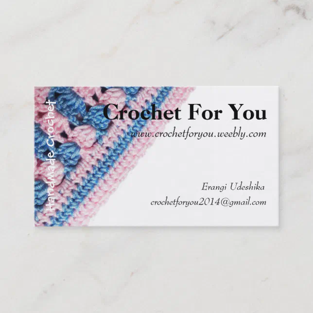 Crochet business card with Real crochet texture | Zazzle