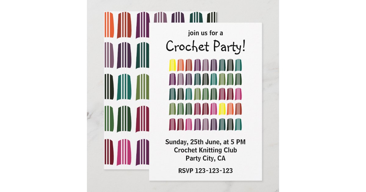 Crochet Colorful Knitting Yarn Crochet Party Invitation | Zazzle