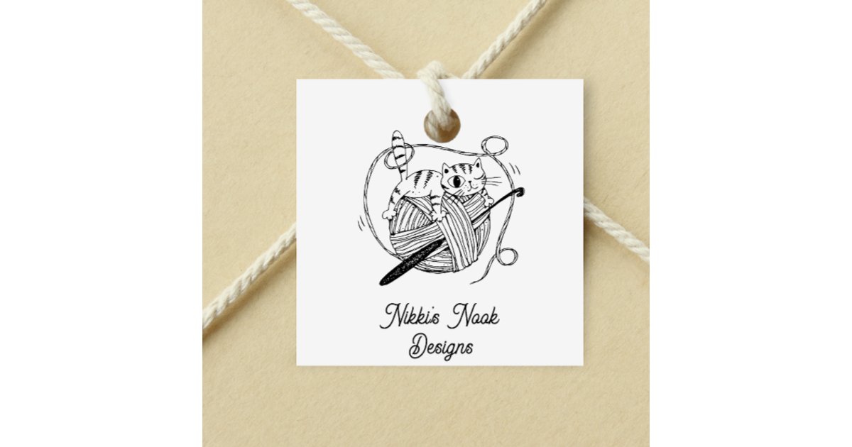 Crochet Crafter Cute Cat Logo Customized Rubber Stamp | Zazzle