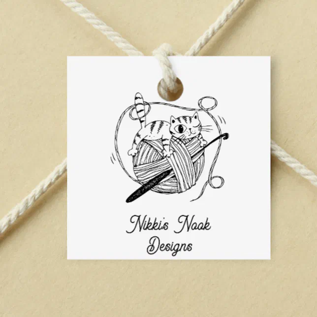 Crochet Crafter Cute Cat Logo Customized Rubber Stamp | Zazzle