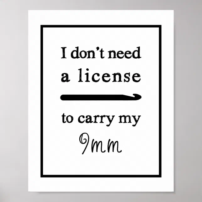 Crochet Hook License Craft Room Poster | Zazzle