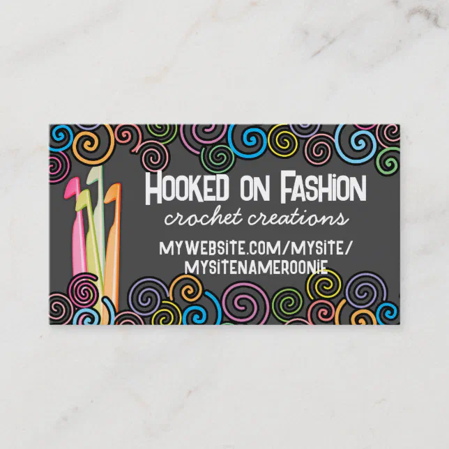 crochet hooks colorful yarn business cards | Zazzle