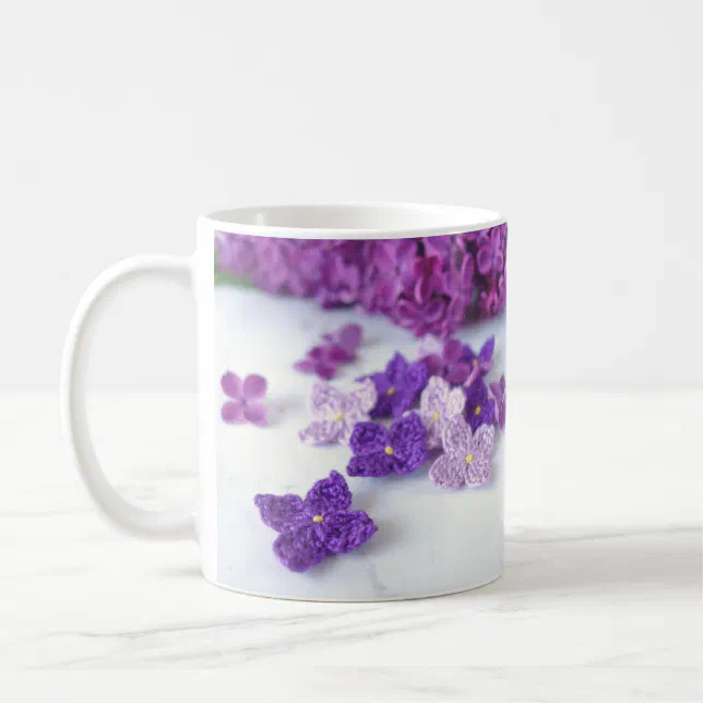 Crochet Lilac Flowers Coffee Mug | Zazzle